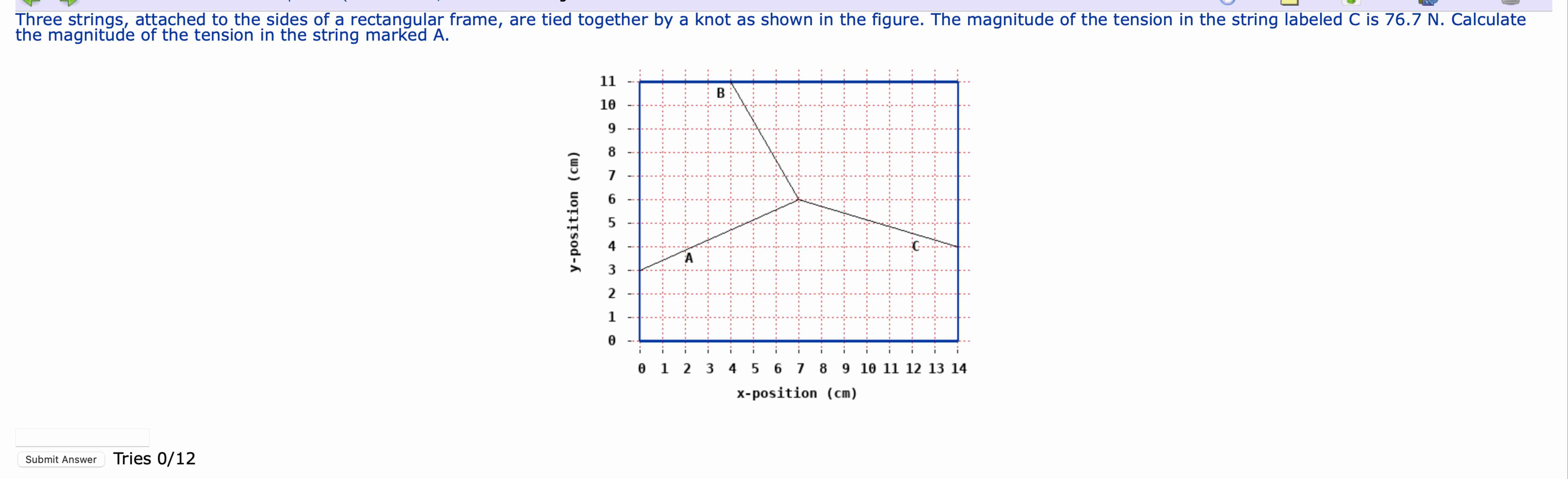 Solved Three strings, attached to the sides of a rectangular | Chegg.com