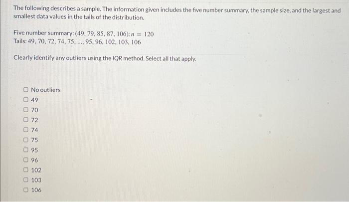 Solved The following describes a sample. The information | Chegg.com