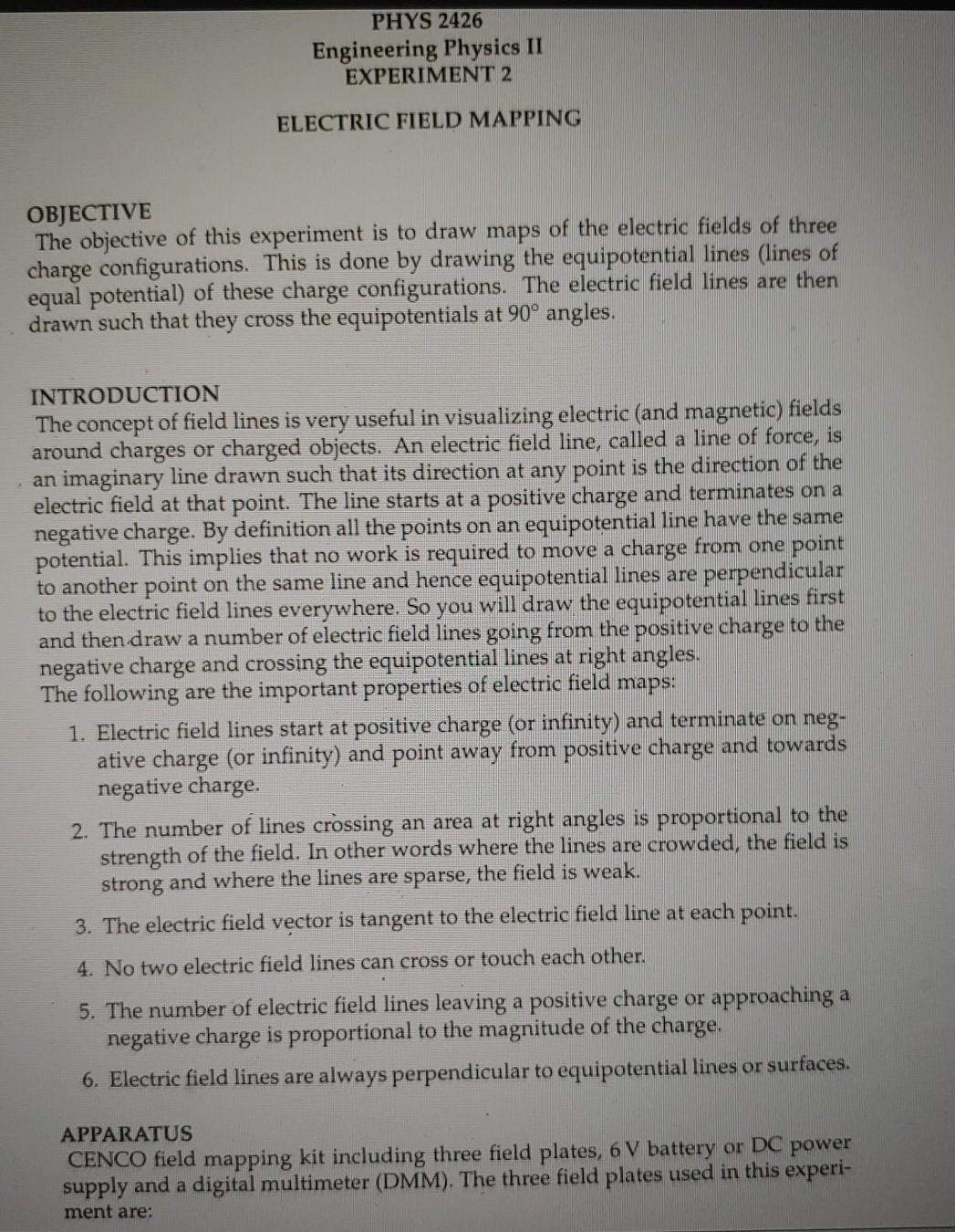 PHYS 2426 Engineering Physics II EXPERIMENT 2 | Chegg.com