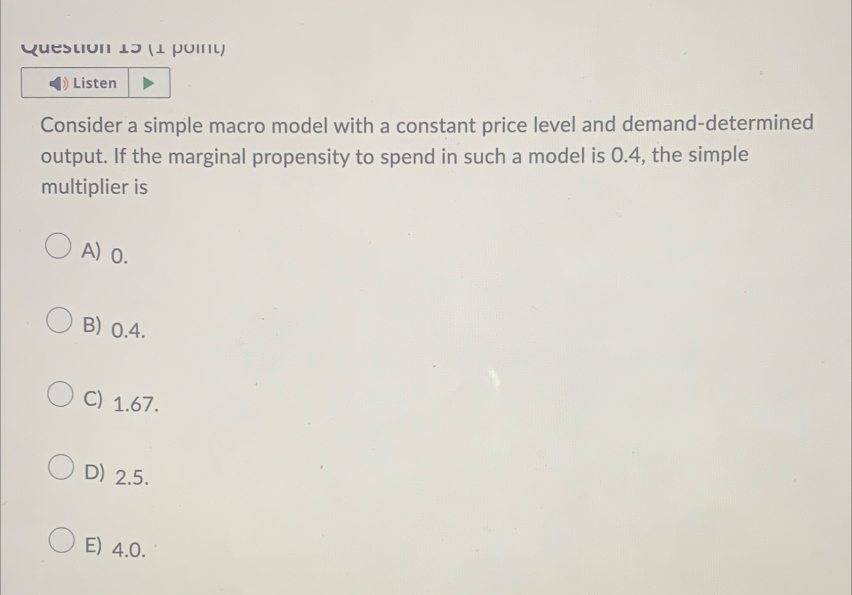 Solved YUESLIUII |)? (I pUIII)ListenConsider a simple macro | Chegg.com