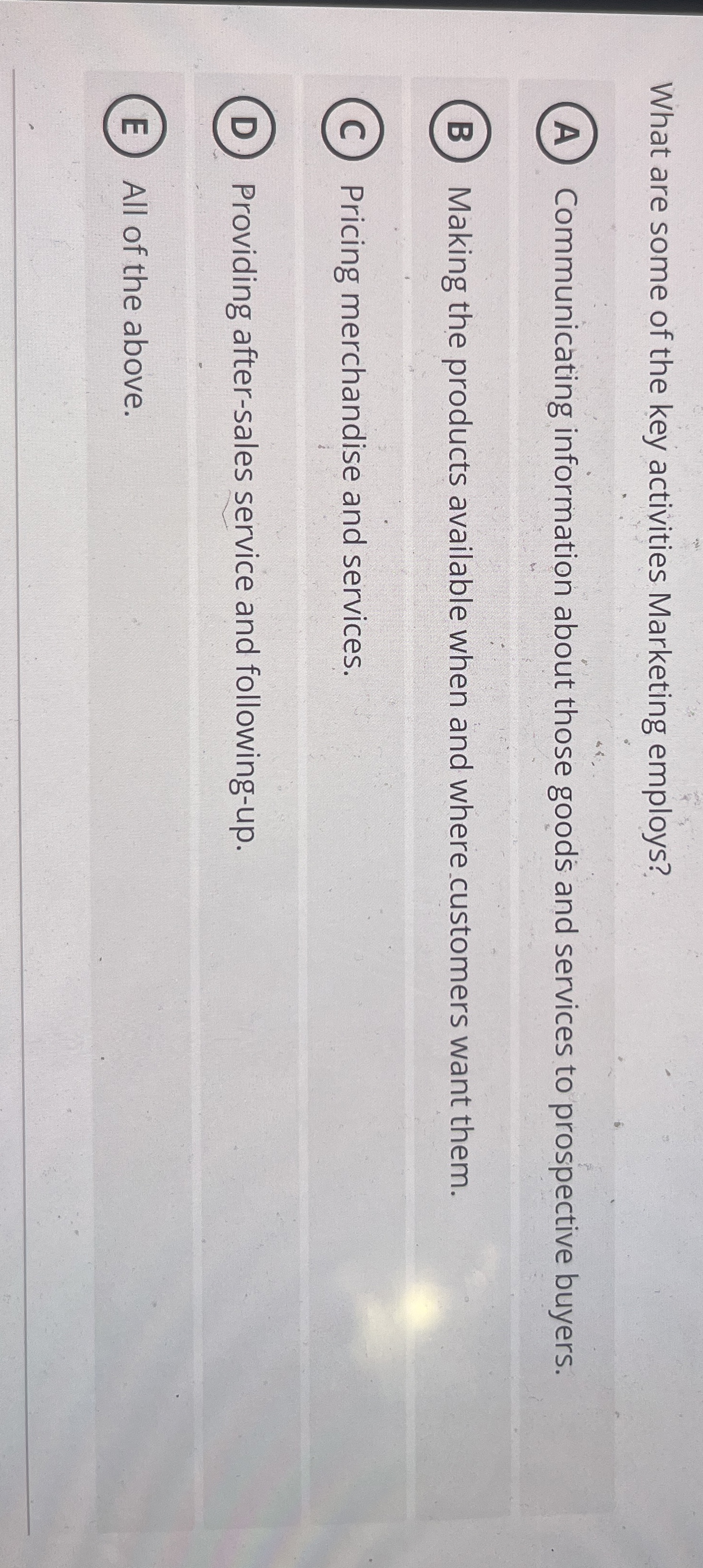 Solved What are some of the key activities Marketing | Chegg.com