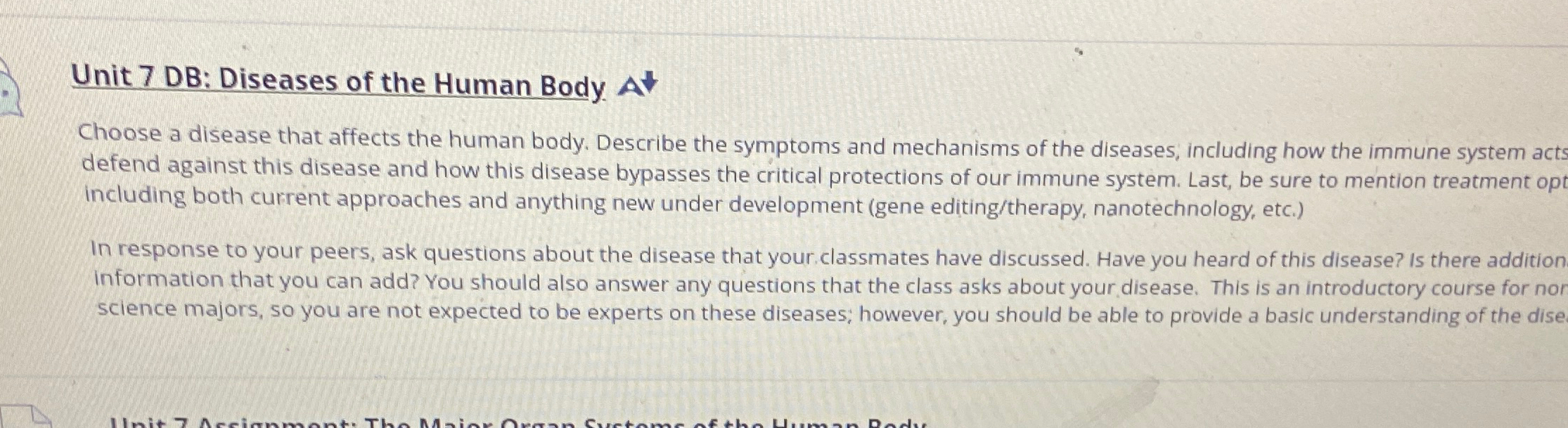 Solved Unit 7 ﻿DB: Diseases of the Human BodyAChoose a | Chegg.com