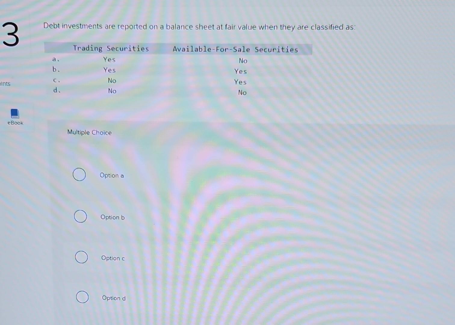 Solved 3 oints eBook a. b. C. d. Trading | Chegg.com