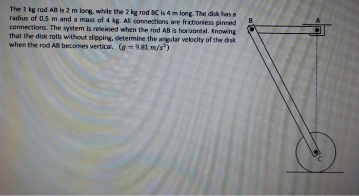 Solved B The 1 kg rod AB is 2 m long, while the 2 kg rod BC | Chegg.com