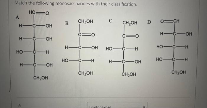 Solved Match the following monosaccharides with their | Chegg.com