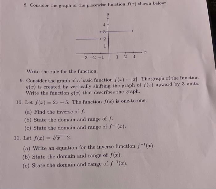 Solved 8. Consider the graph of the piecewise function f(x) | Chegg.com