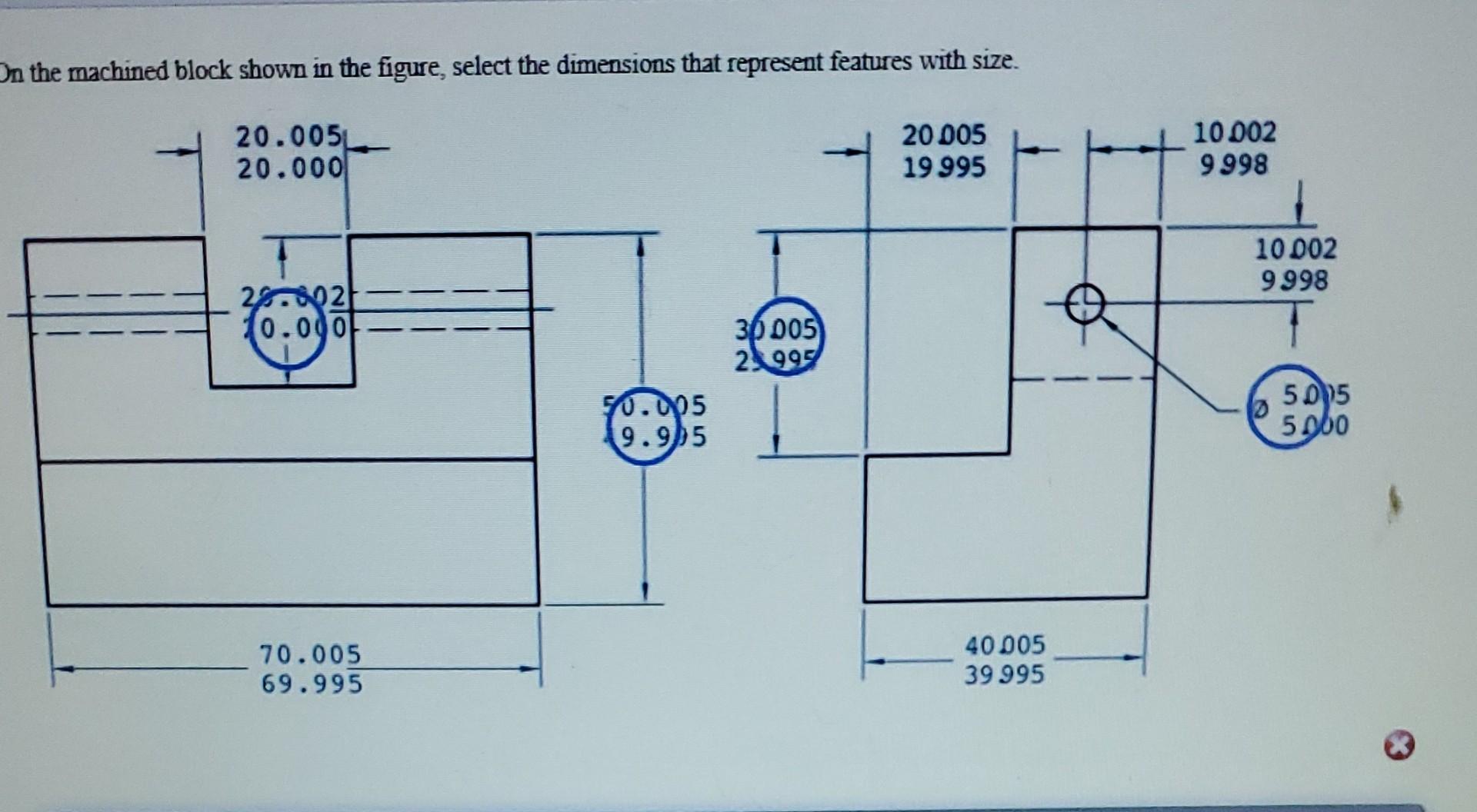 Solved On the machined block shown in the figure, select the | Chegg.com