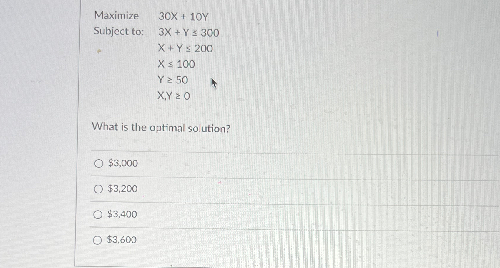 Solved Maximize 30x+10Y ﻿Subject to: | Chegg.com