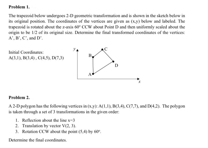 Solved Problem 1. The trapezoid below undergoes 2-D | Chegg.com