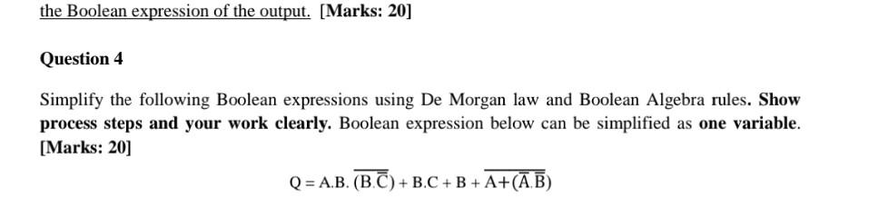 Solved the Boolean expression of the output. [Marks: 20) | Chegg.com