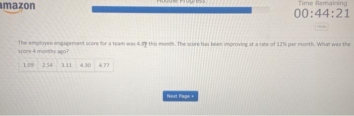 Solved amazon Time Remaining 00:44:21 Hide The employee | Chegg.com