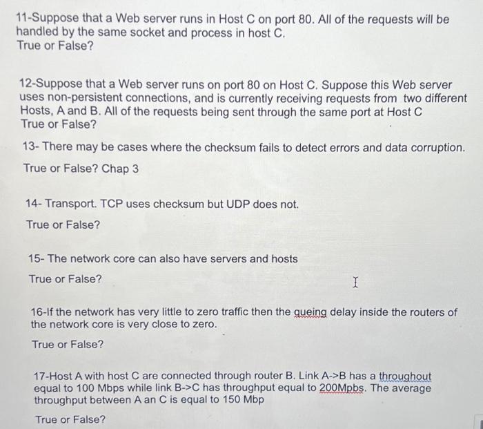 Solved 11-Suppose that a Web server runs in Host Con port | Chegg.com