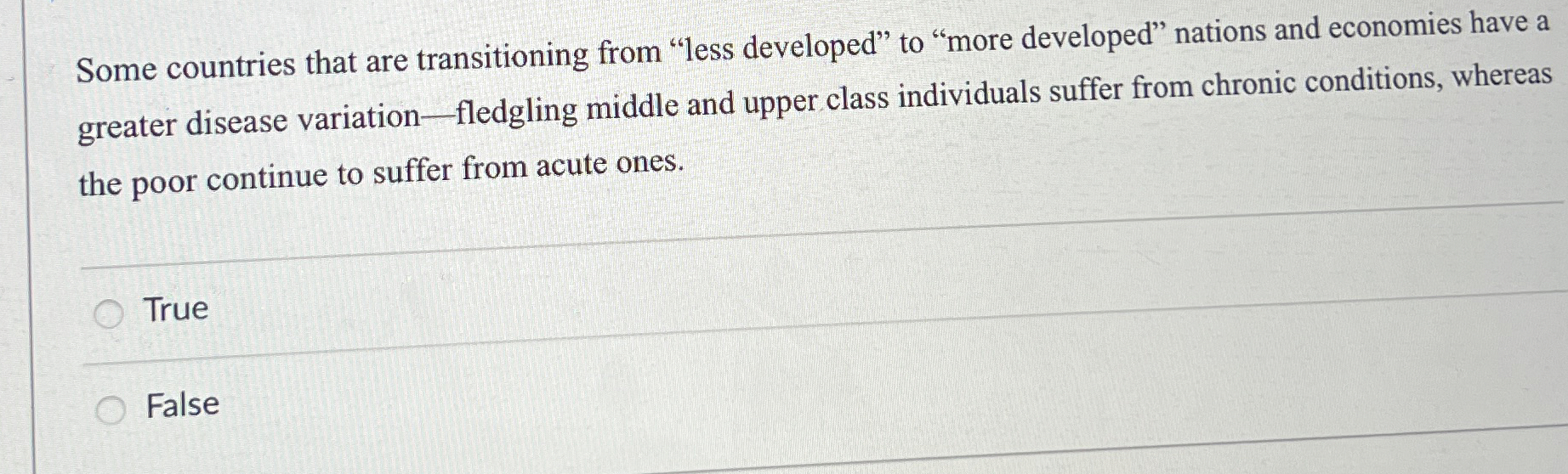 Solved Some countries that are transitioning from "less | Chegg.com