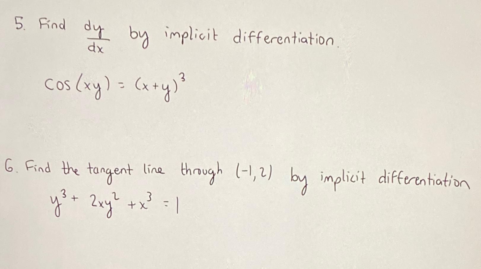 Solved Find dydx ﻿by implicit | Chegg.com