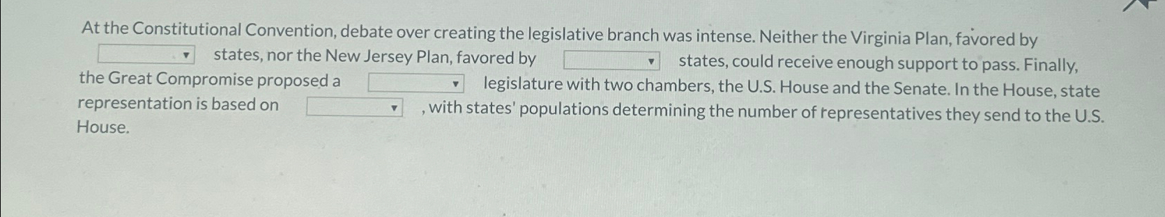 Solved At the Constitutional Convention, debate over | Chegg.com
