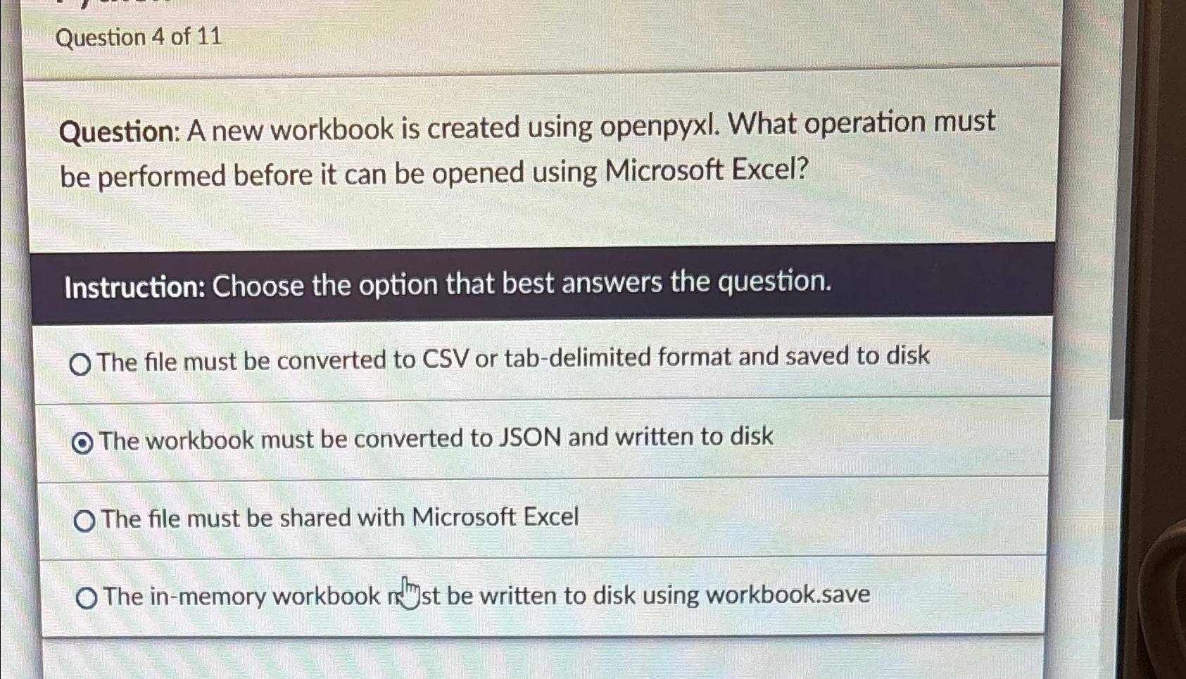 Solved Question 4 ﻿of 11Question: A new workbook is created | Chegg.com