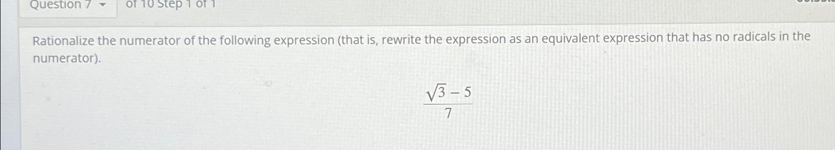 Solved Rationalize the numerator of the following expression | Chegg.com