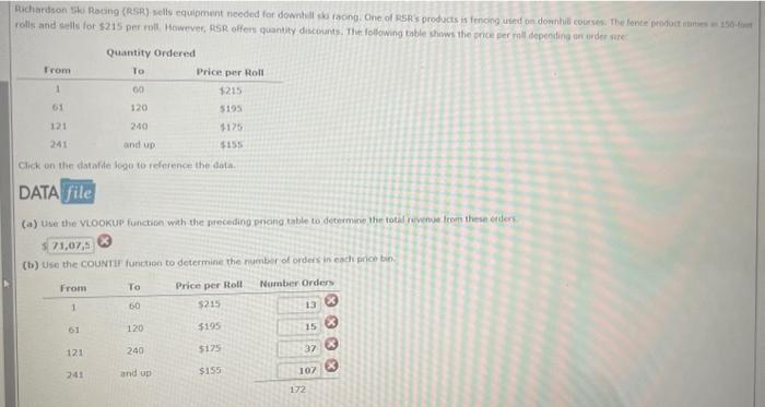Solved tolls and cells for $215 per roll. However RSR offeri | Chegg.com