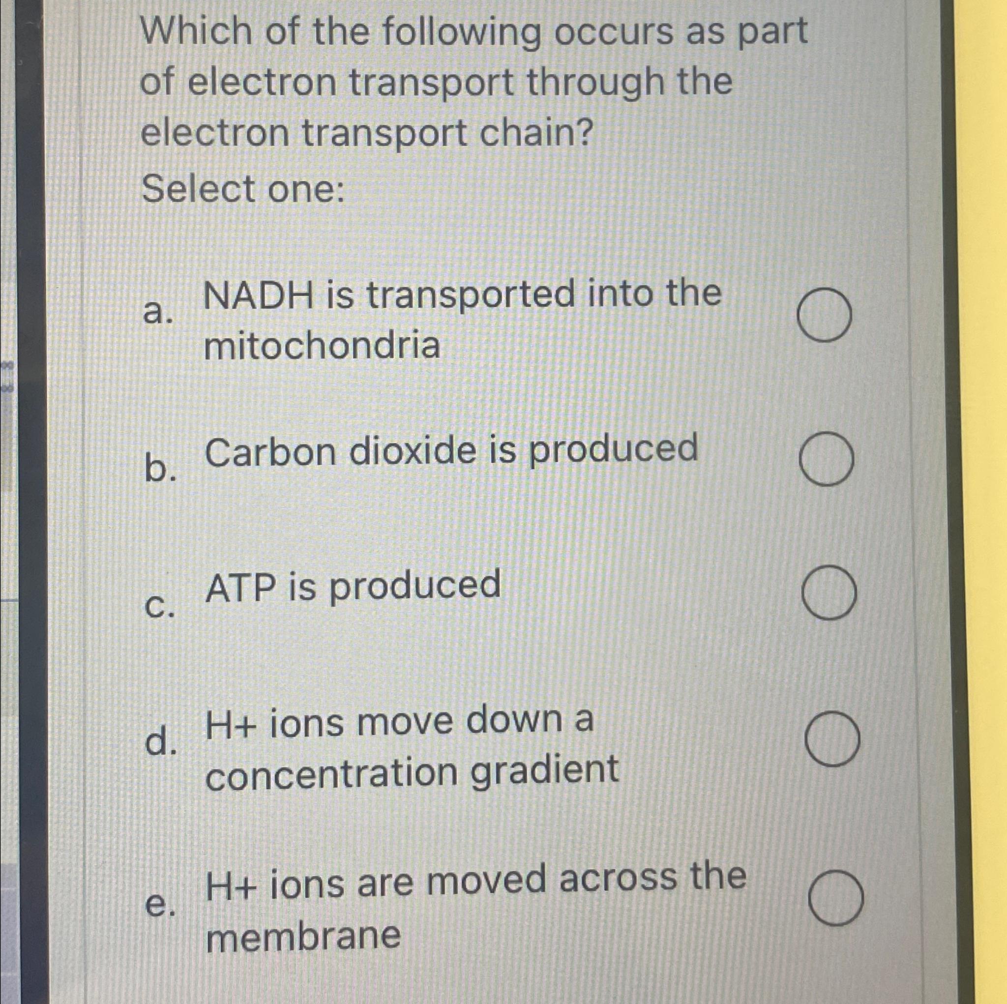 Solved Which of the following occurs as part of electron | Chegg.com
