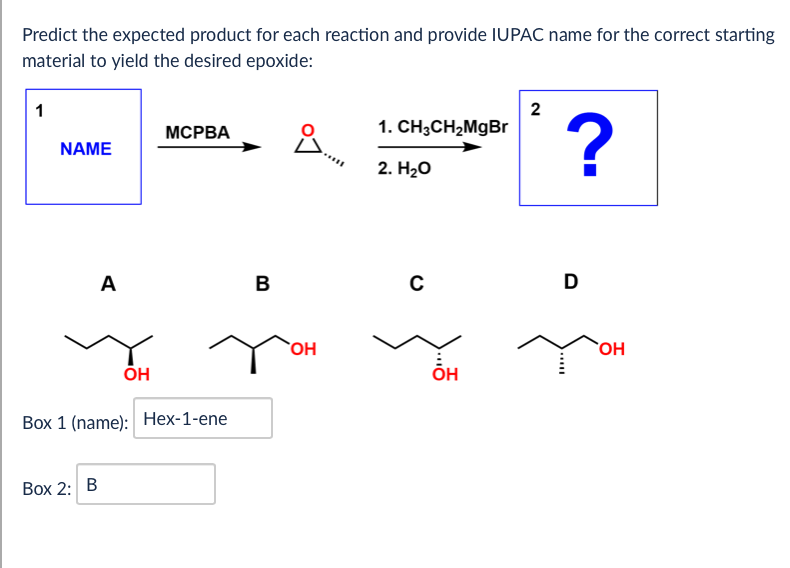 Solved Predict the expected product for each reaction and | Chegg.com
