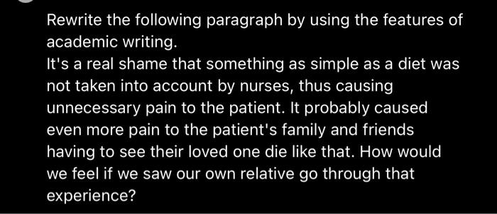 Solved Rewrite the following paragraph by using the features | Chegg.com
