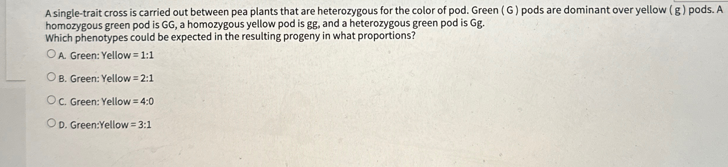 Solved A single-trait cross is carried out between pea | Chegg.com