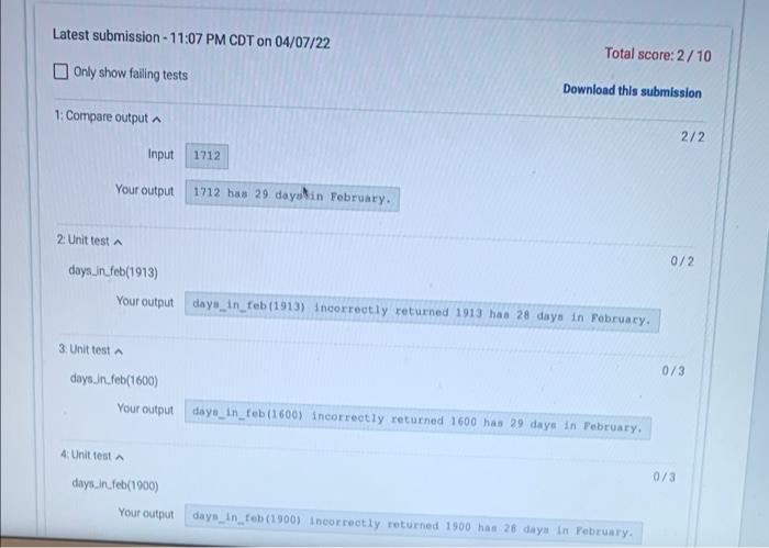 Solved 10.15 LAB: Leap year - functions A common year in the | Chegg.com