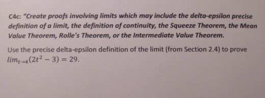 Solved C4c: "Create proofs involving limits which may | Chegg.com