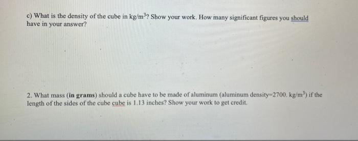 Solved 1C & 2 please explain answerfor context 1C: a cubes | Chegg.com
