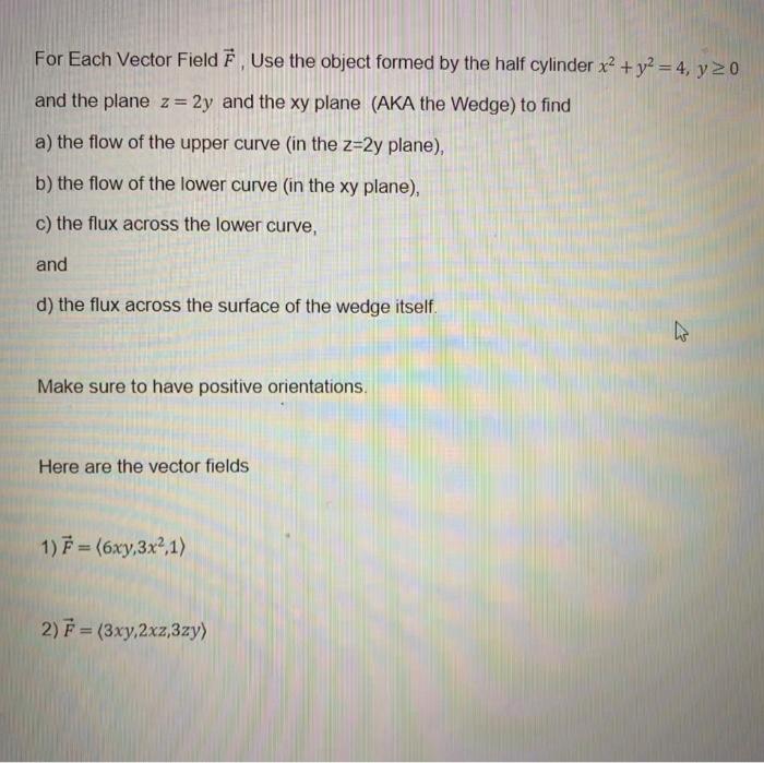 Solved For Each Vector Field F, Use the object formed by the | Chegg.com