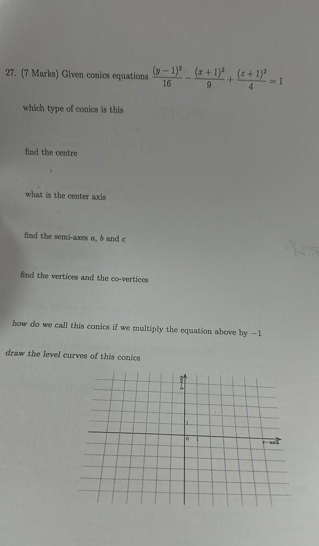 Solved 27. (7 Marks) Given conics equations | Chegg.com