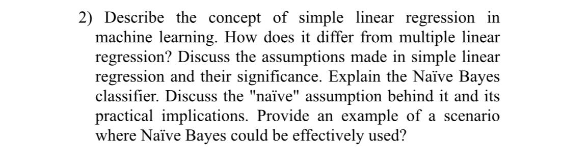 Solved Describe the concept of simple linear regression in | Chegg.com