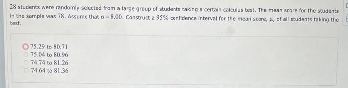 Solved 28 students were randomly selected from a large group | Chegg.com