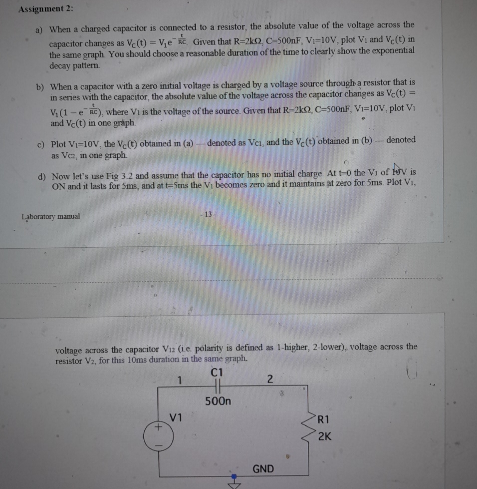 Assignment 2:a) ﻿When a charged capacitor is | Chegg.com