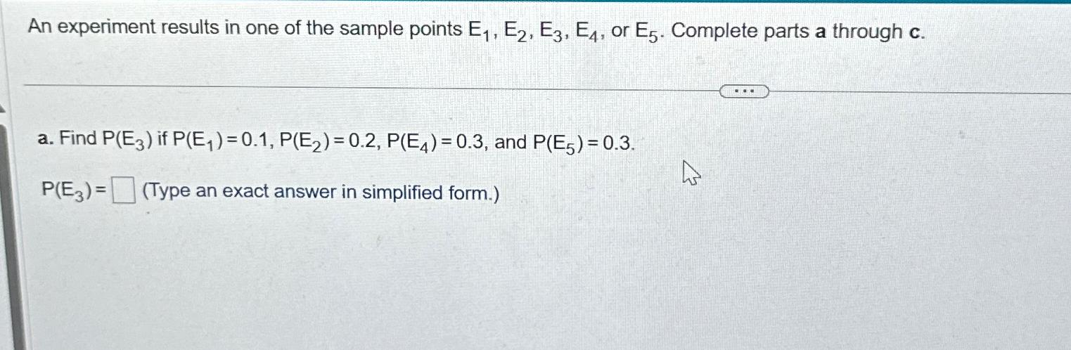 Solved An experiment results in one of the sample points | Chegg.com