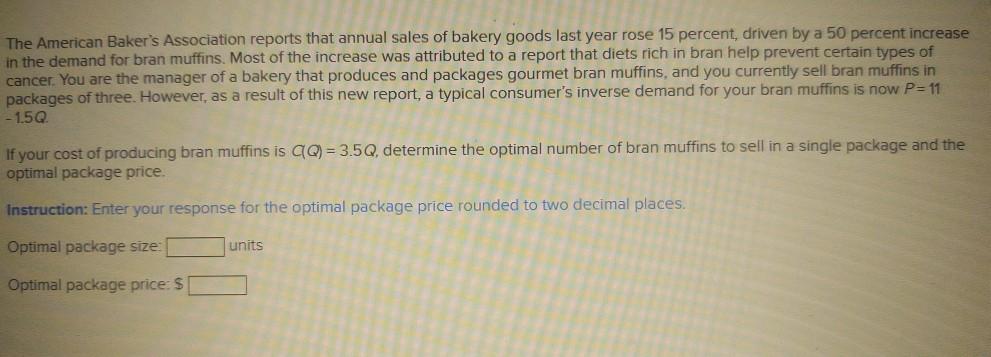 Solved The American Baker's Association reports that annual | Chegg.com