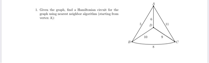 Solved Given the graph, find a Hamiltonian circuit for the | Chegg.com