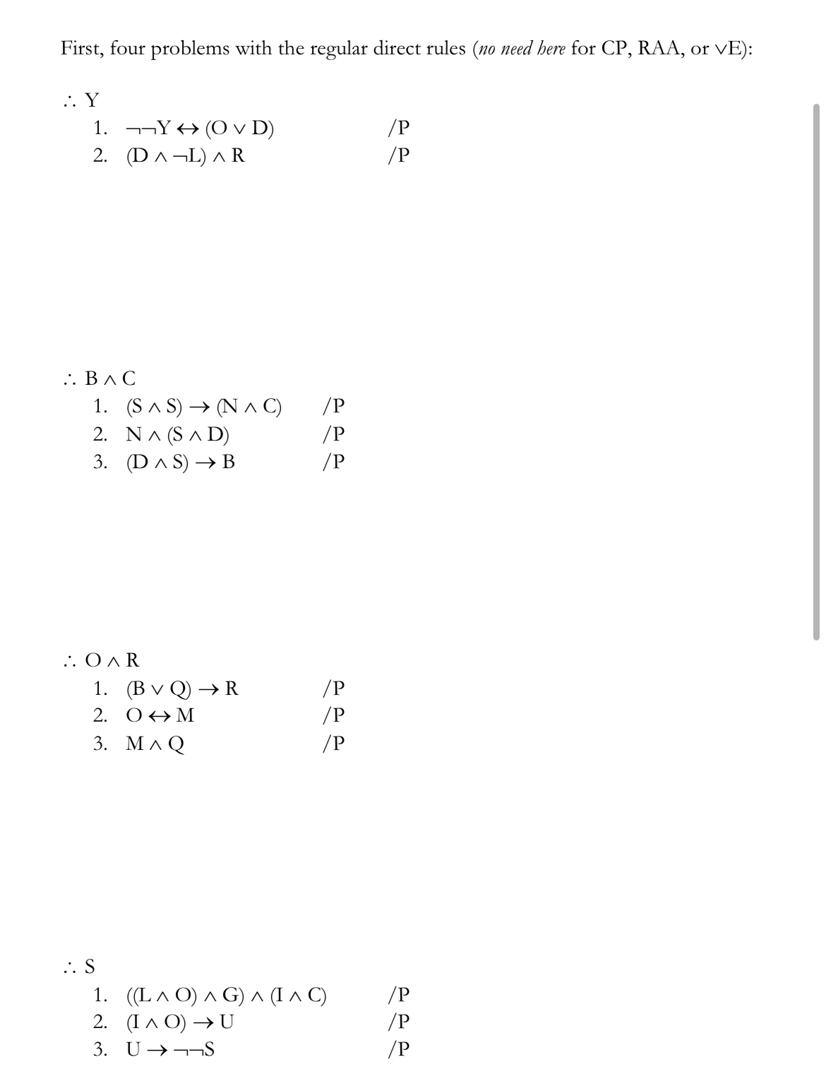 Solved First, four problems with the regular direct rules | Chegg.com