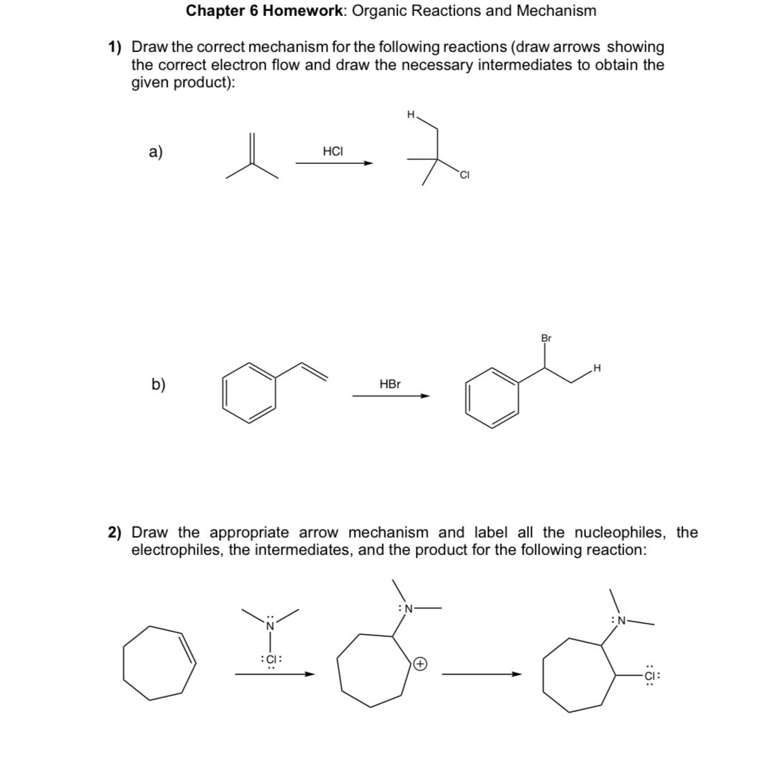 Solved Chapter 6 ﻿Homework: Organic Reactions and | Chegg.com