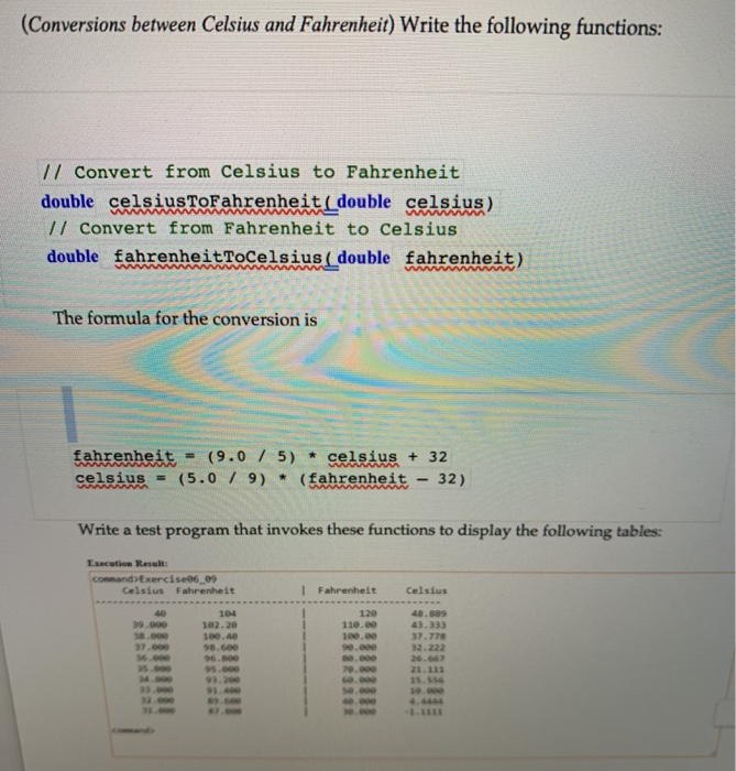 Solved (Conversions between Celsius and Fahrenheit) Write | Chegg.com