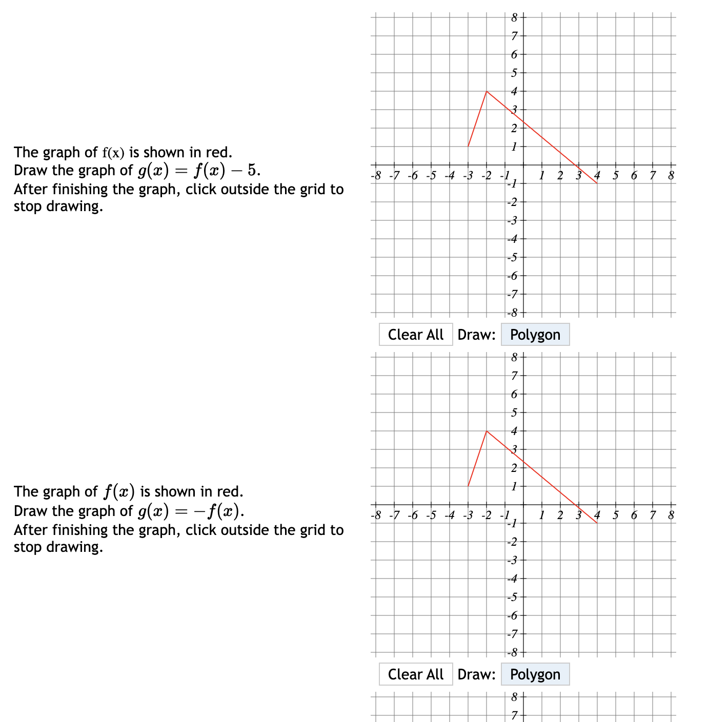 Solved The graph of f(x) ﻿is shown in red.Draw the graph of | Chegg.com