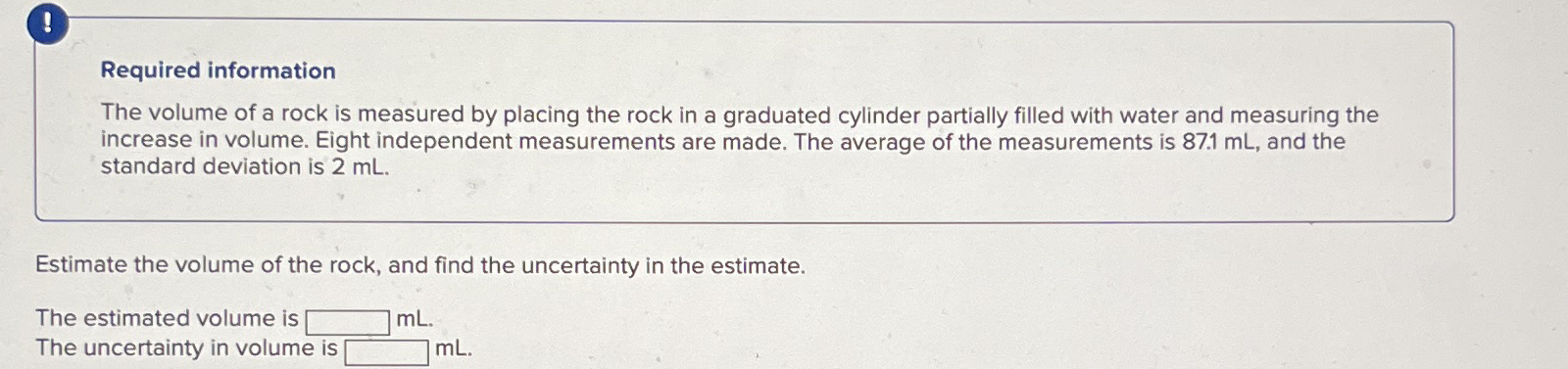 Solved The volume of a rock is measured by placing the rock | Chegg.com