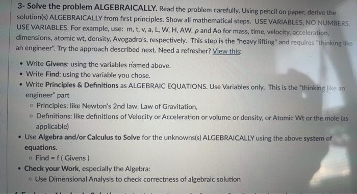 Solved 3- Solve the problem ALGEBRAICALLY. Read the problem | Chegg.com