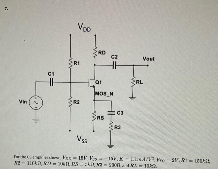 Solved 7) What is the dc gate voltage to two decimal | Chegg.com
