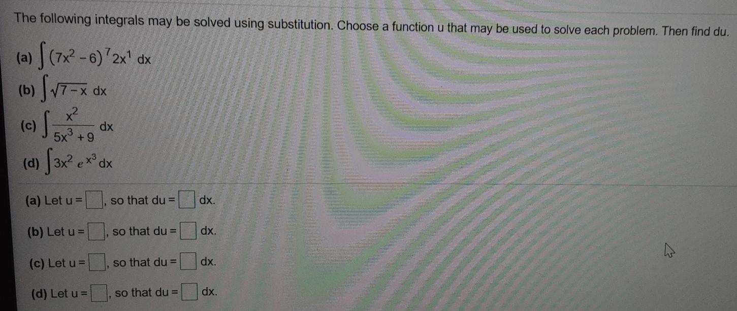 Solved The following integrals may be solved using | Chegg.com