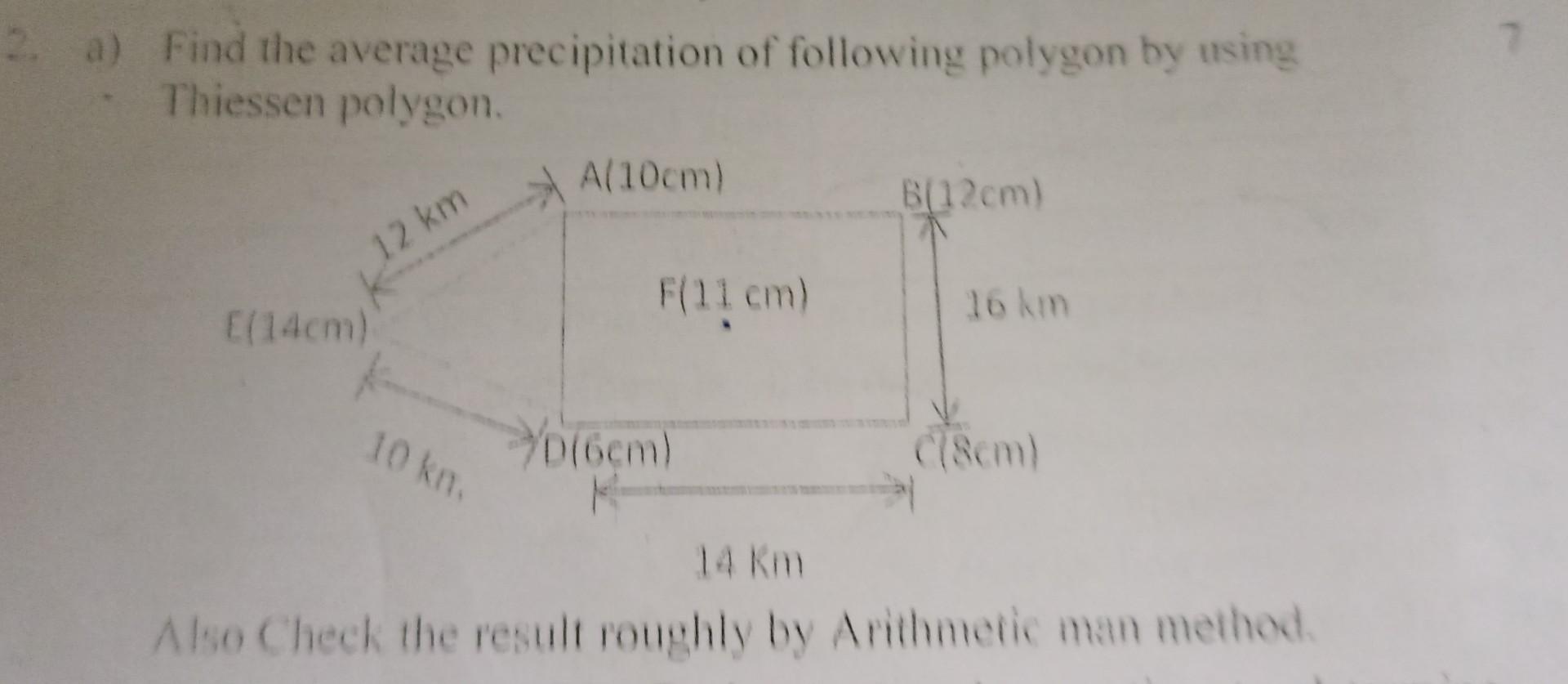 Solved a) Find the average precipitation of following | Chegg.com