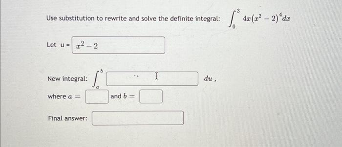 Solved Use substitution to rewrite and solve the definite | Chegg.com
