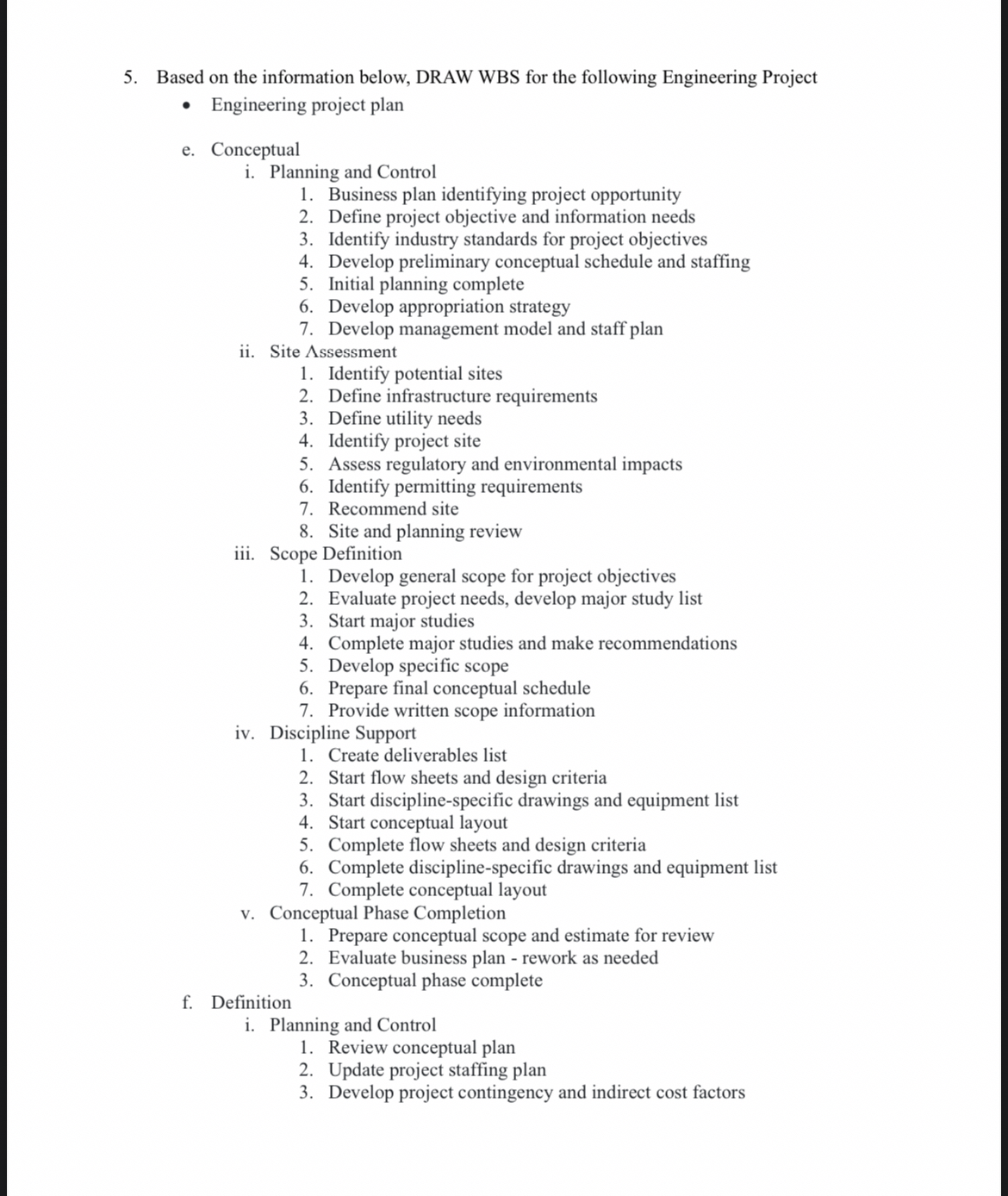 Solved Based on the information below, DRAW WBS for the | Chegg.com