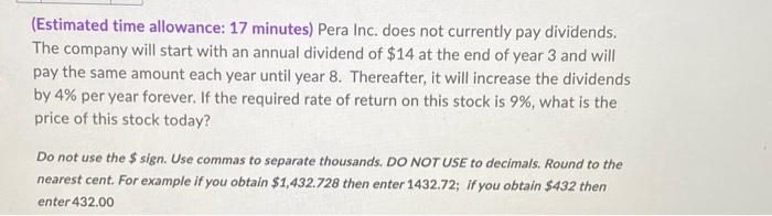 Solved (Estimated time allowance: 10 minutes) ECC Corp. will | Chegg.com