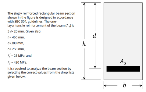 Solved d The singly reinforced rectangular beam section | Chegg.com
